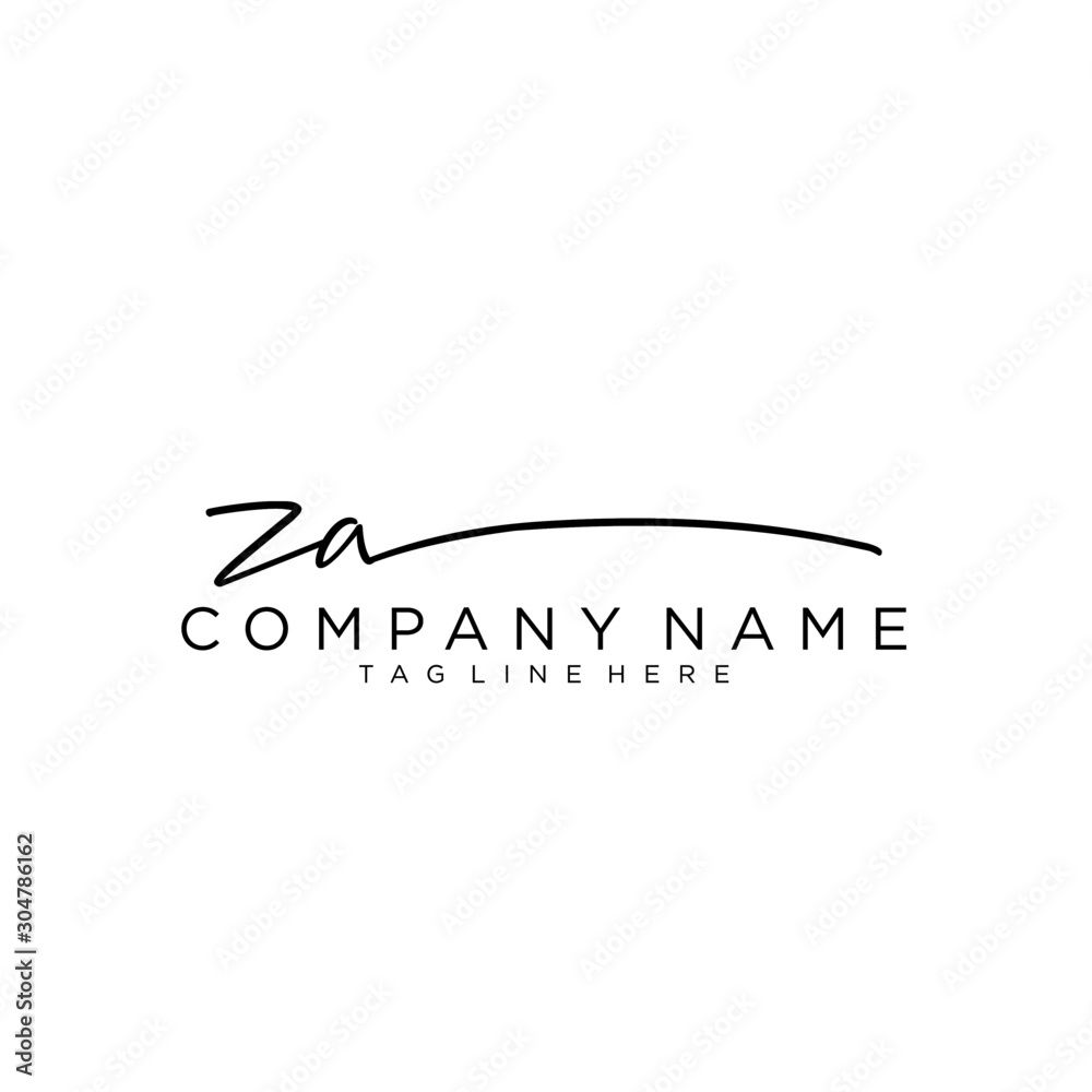 Initial letter ZA Signature handwriting Logo Vector Stock Vector ...