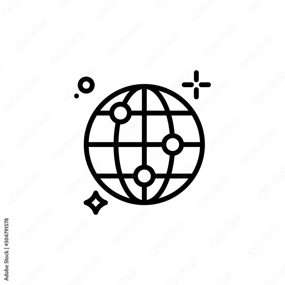 Global Network Vector Line Icon Stock Vector | Adobe Stock