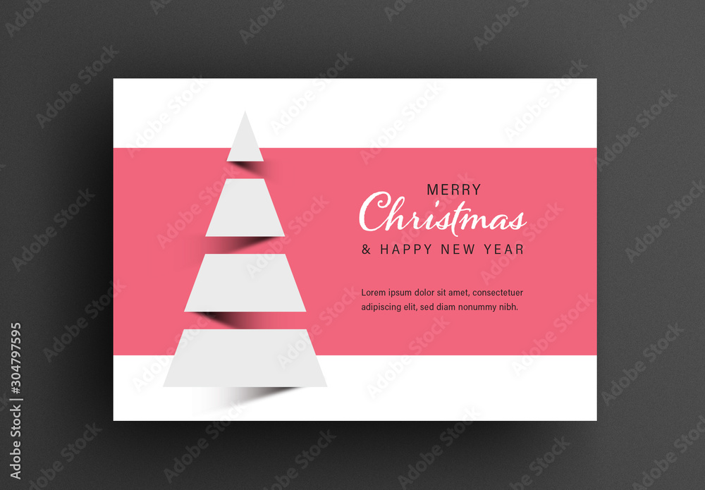Minimal Christmas Card Layout with Abstract Tree Shape Stock Template ...