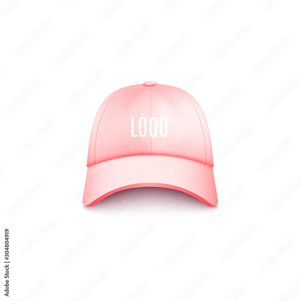 Baseball cap front view mockup for logo realistic vector illustration ...