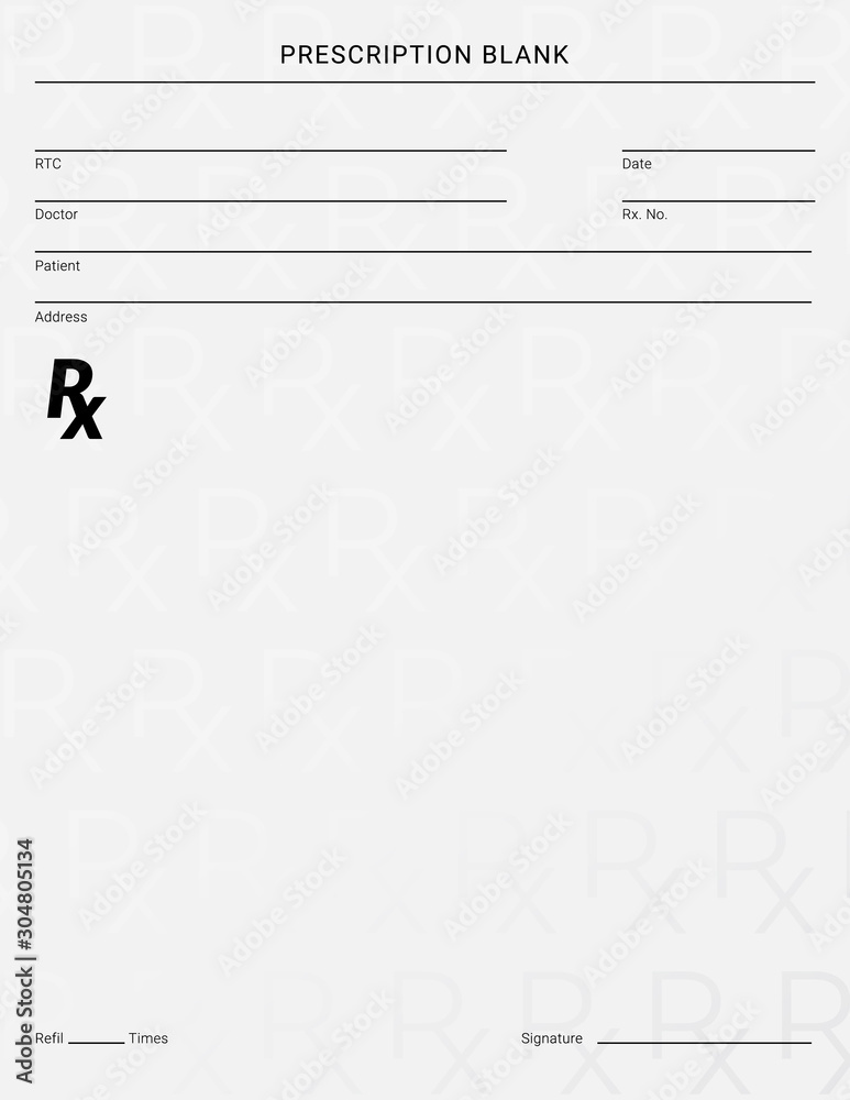 Doctor's Rx pad template. Blank medical prescription form Stock Vector ...