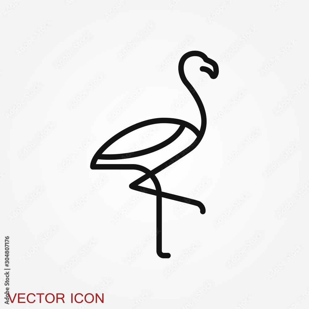 Flamingo icon, minimalistic vector illustration, symbol of bird Stock ...