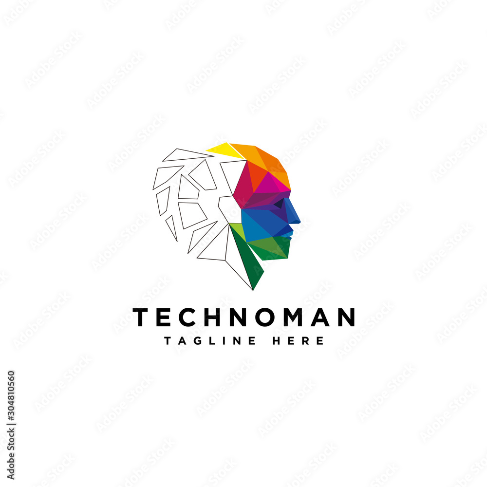 Human technology logo, human virtual logo, human digital icon, colorful ...
