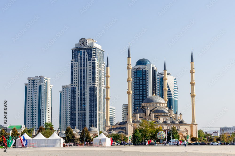 GROZNY, CHECHNYA, RUSSIA - October 06, 2019: Mosque "Heart of Chechnya ...