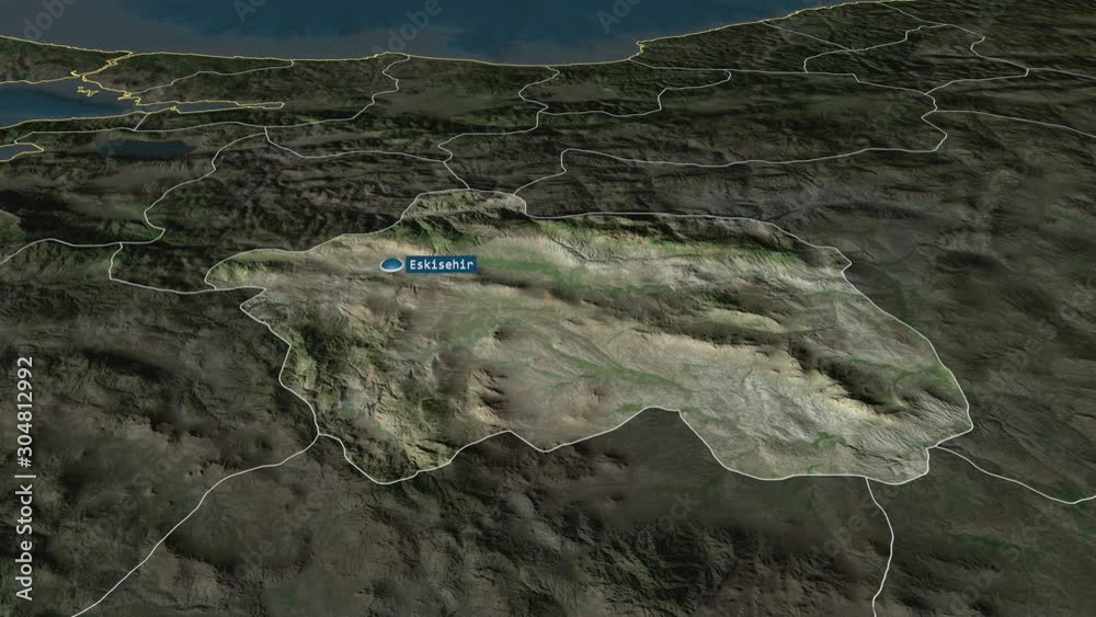Eskisehir - province of Turkey with its capital zoomed on the satellite ...