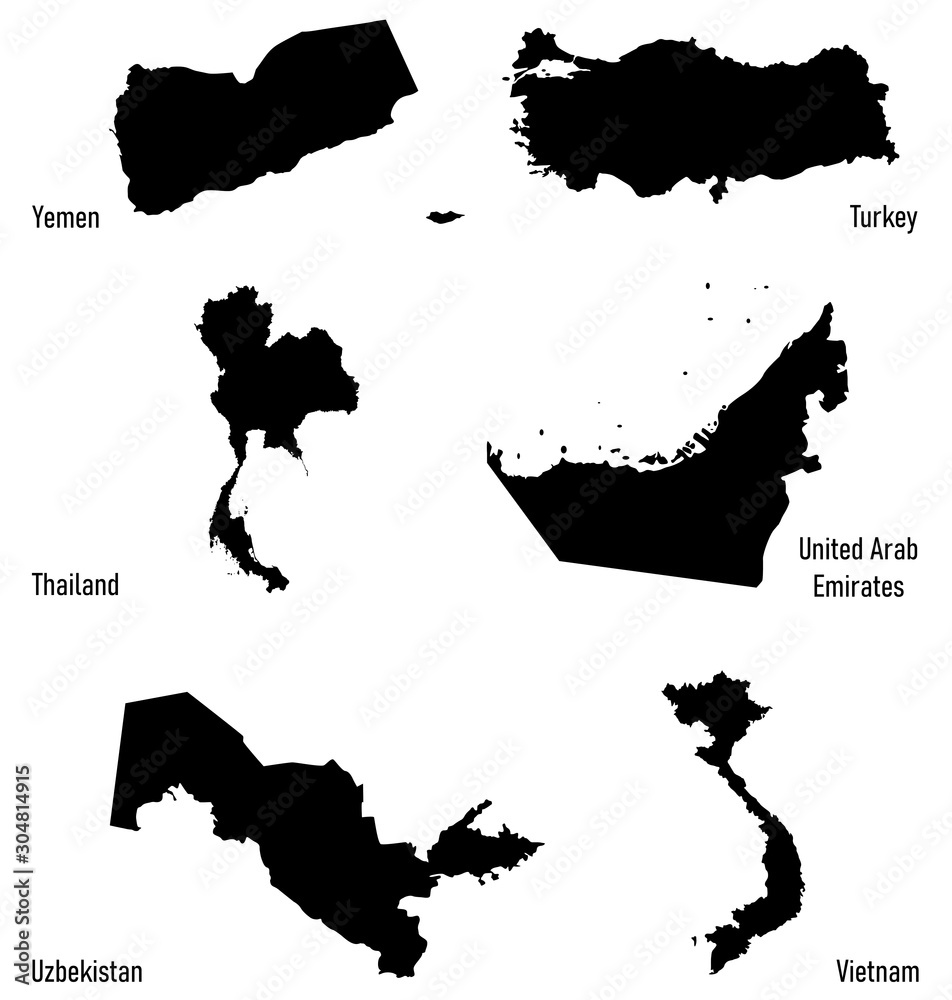silhouettes of Asia countries vector illustration Stock Vector | Adobe ...