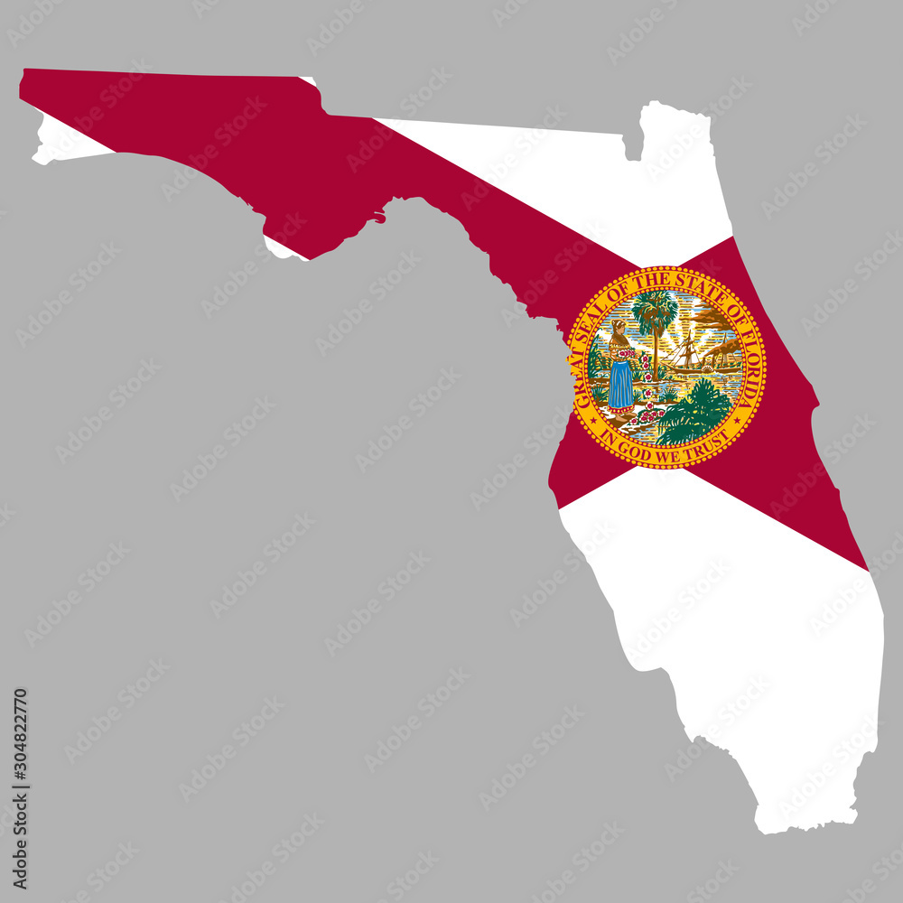 Map US state Florida Flag Vector illustration Eps 10 Stock Vector ...