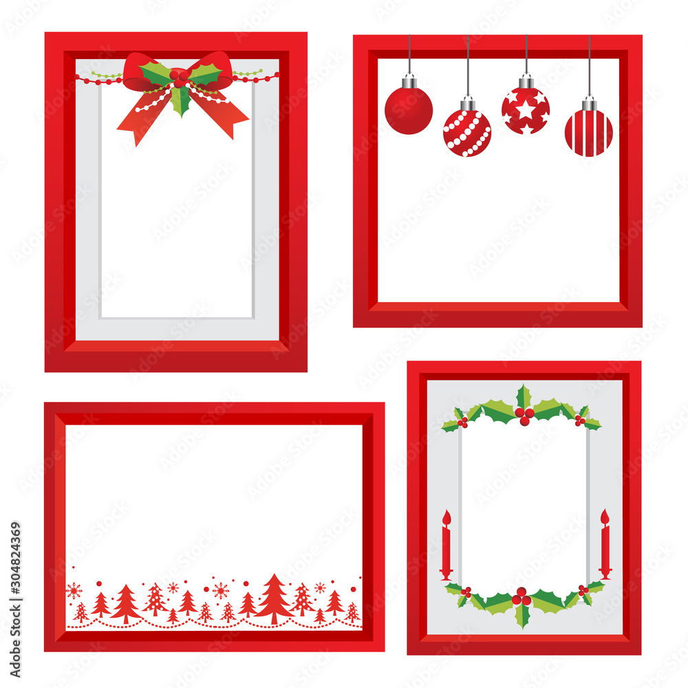 Set of Christmas frames,vector christmas border, christmas frame ...