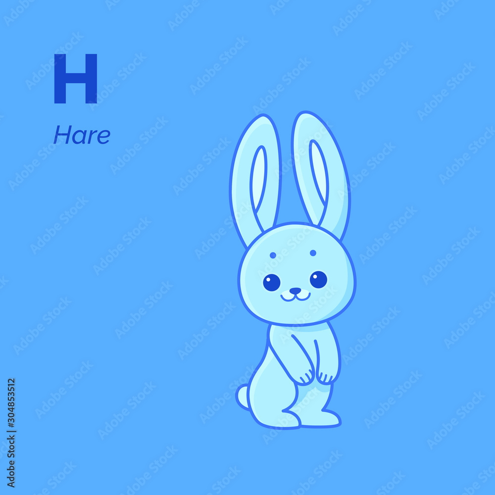 Cartoon hare, cute character for children. Vector illustration in ...