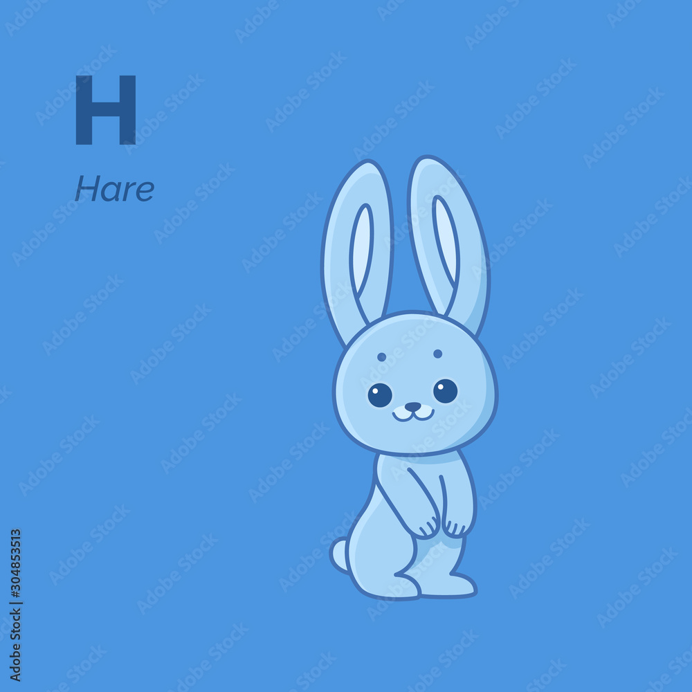 Cartoon hare, cute character for children. Vector illustration in ...