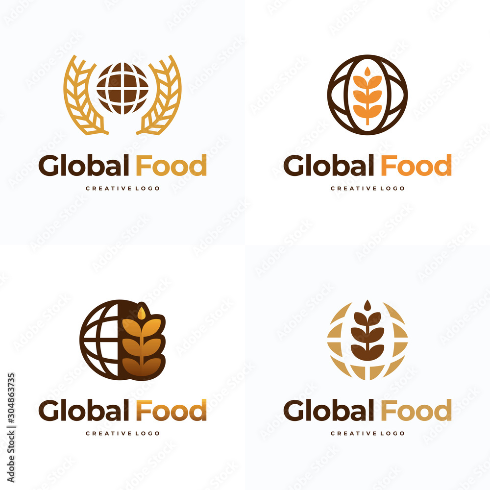 Set of Global Food Logo Designs Template Vector, Emblem, Design Concept ...