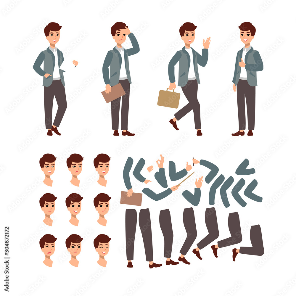 Businessman character set. Animate character. Male personage ... Businessman character set. Animate character. Male personage ...