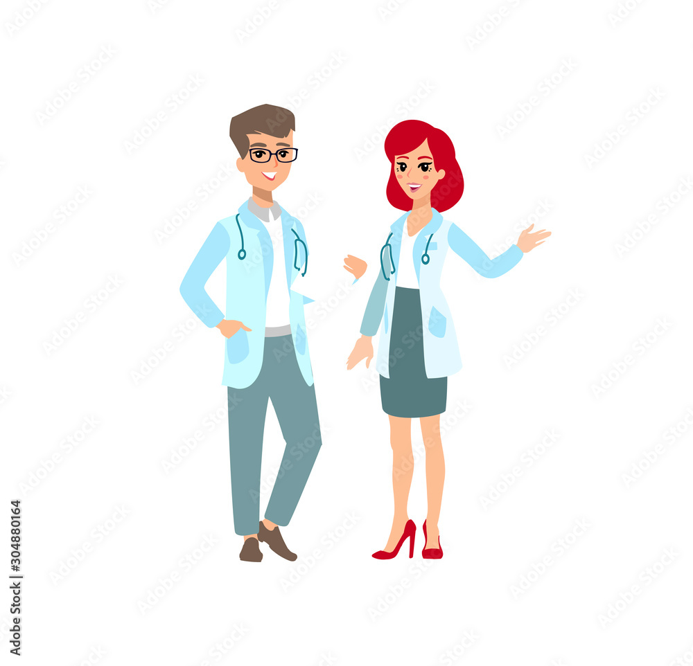 Attractive doctor . Couple of medics. Funny character design. Cartoon ...