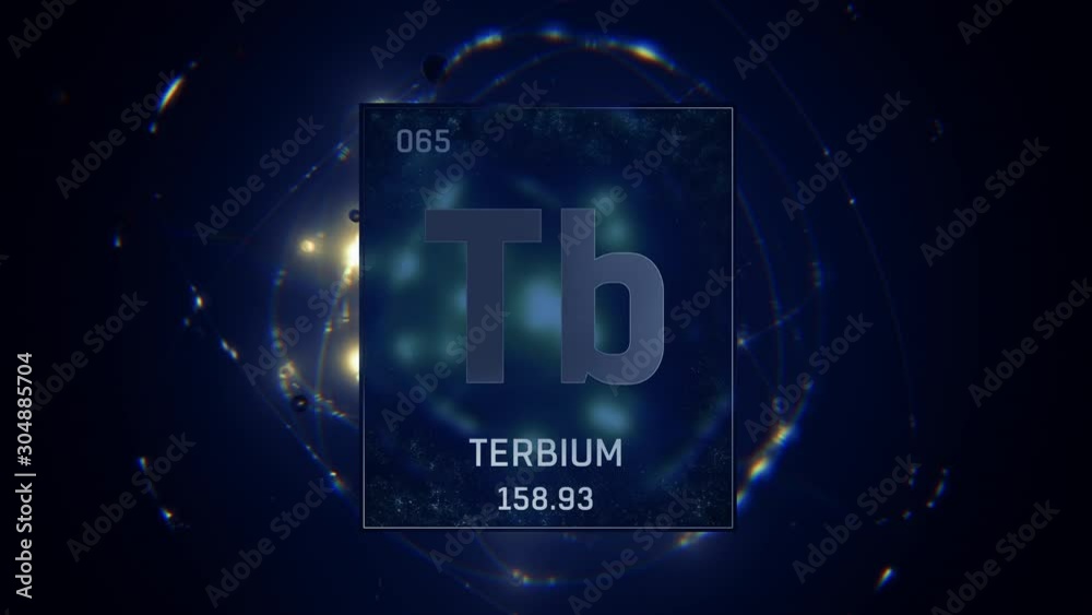 Terbium as Element 65 of the Periodic Table. Seamlessly looping 3D ...