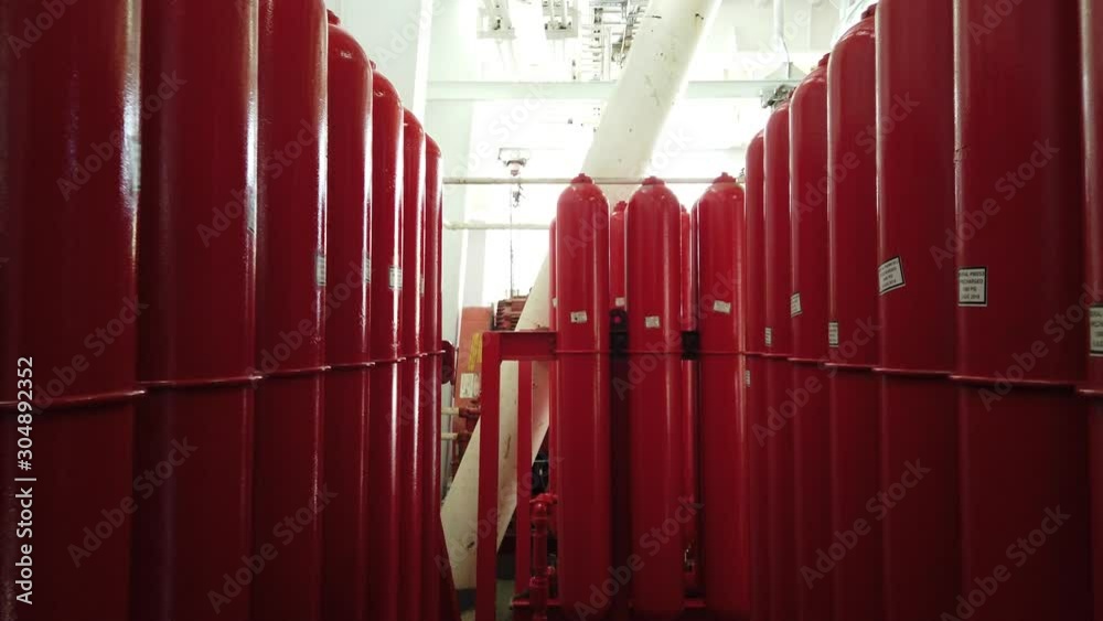 Accumulator bottles at accumulator unit (Koomey) surface BOP control ...