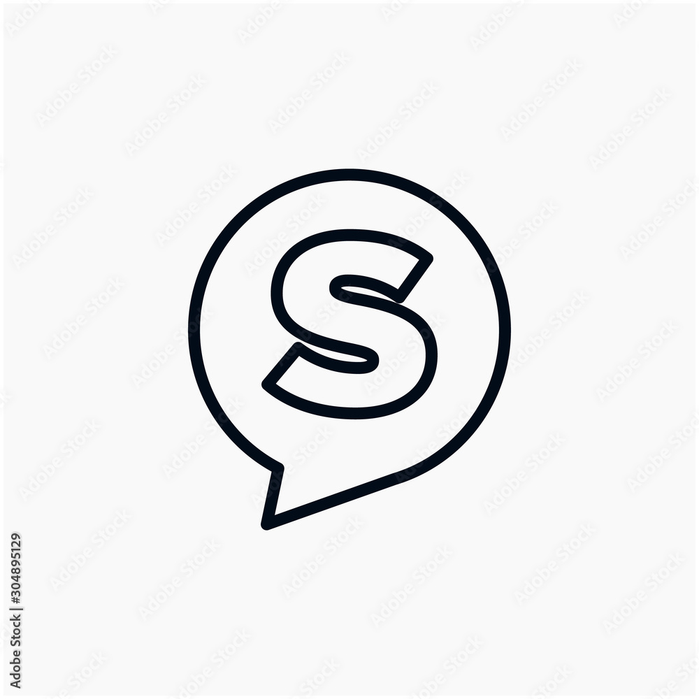 letter S chat with bubble line logo. talk logo vector modern ...