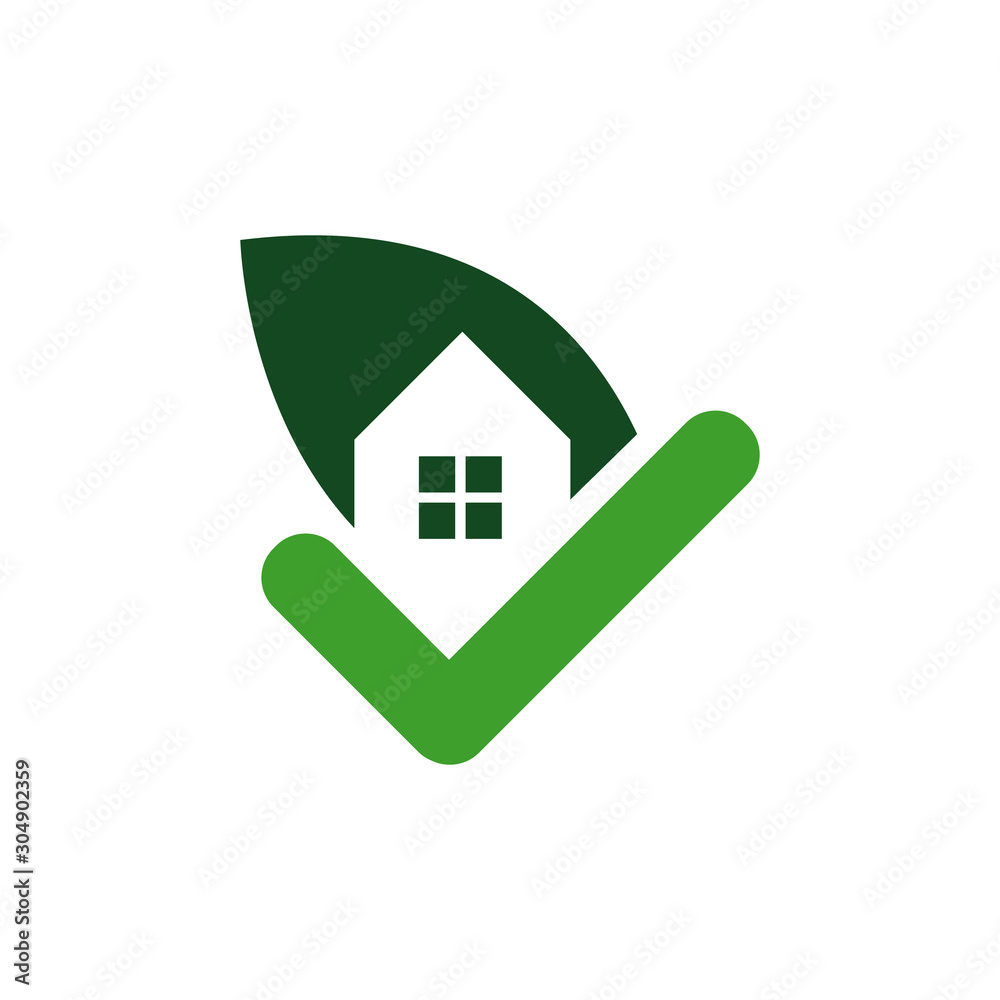 house with check mark template illustration for healthy home sign ...