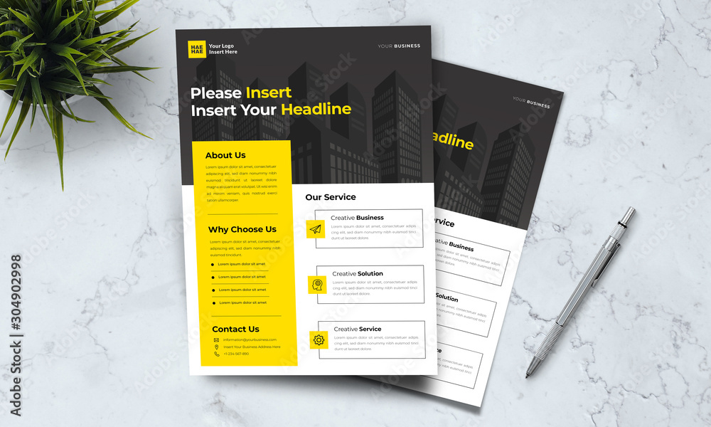 A4 modern elegant business template flayer poster pamphlet brochure ...