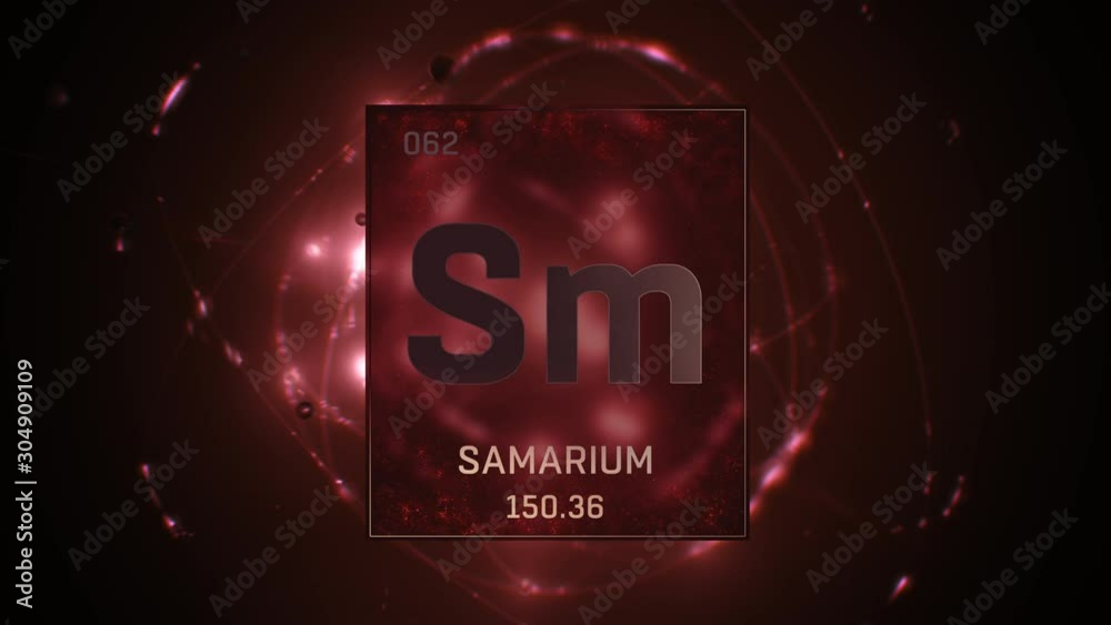 Samarium as Element 62 of the Periodic Table. Seamlessly looping 3D ...