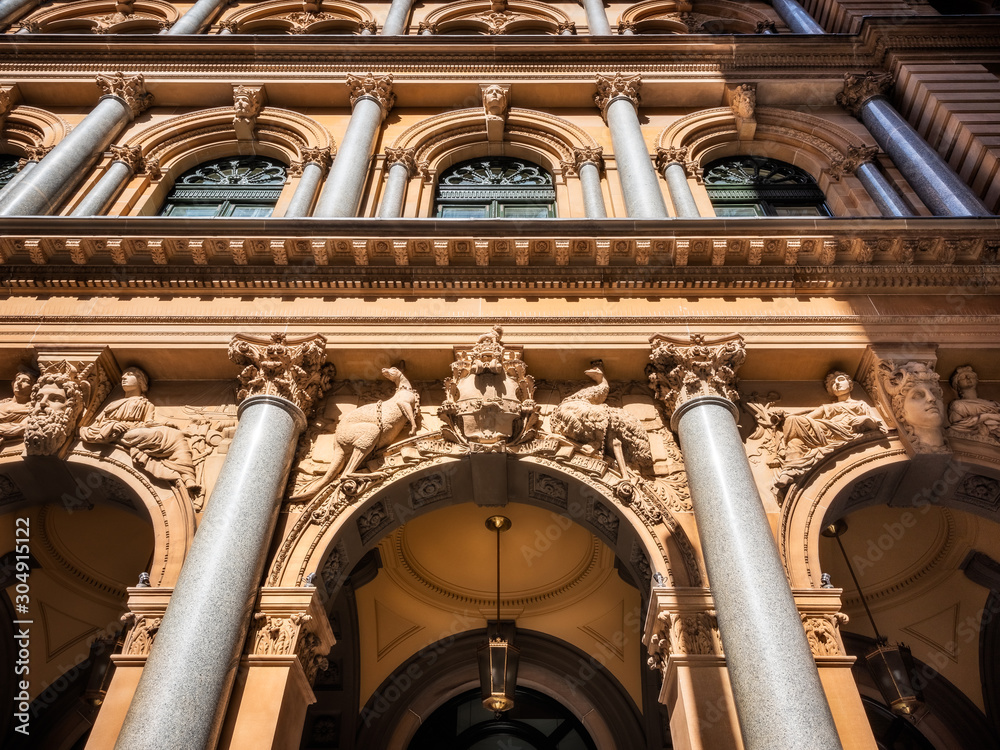 Facade Detail of Victorian Neoclassical architecture at Martin Place ...