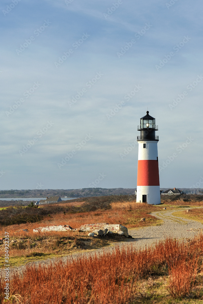 Sankaty Head Light lighthouse, Nantucket island , Cape Cod Stock Photo ...