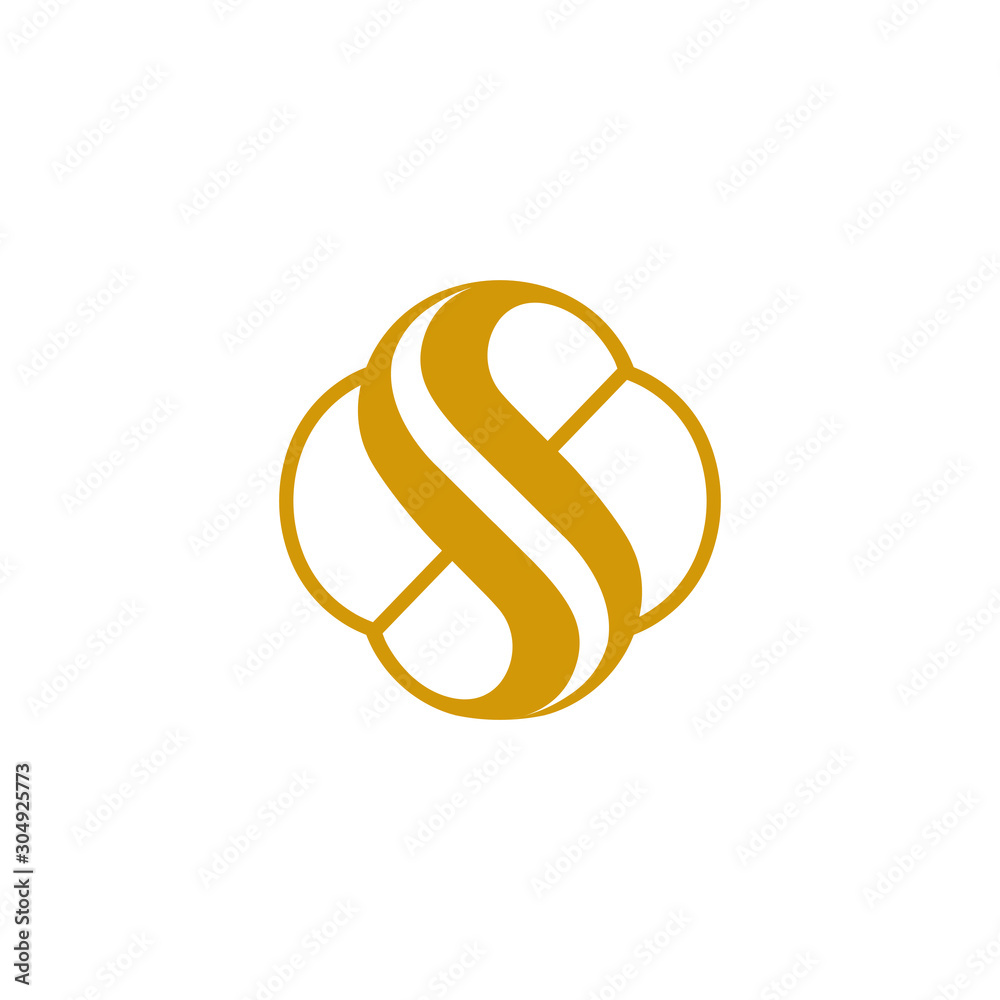 Elegant and Luxury circle SS monogram logo template, golden letter S ...