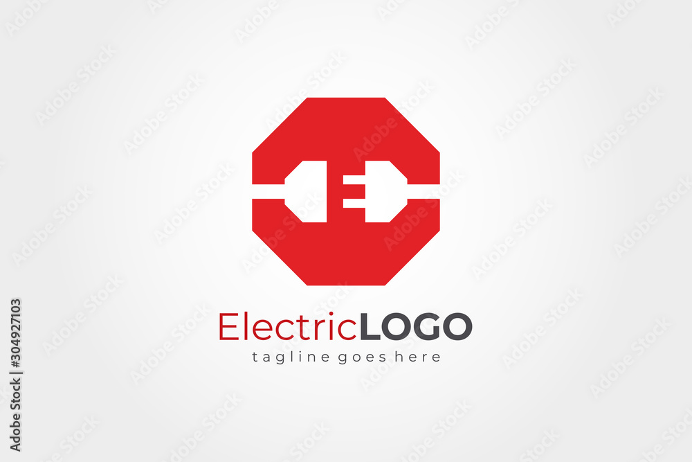 Hexagon Letter E Cable Plug Electricity Logo. Flat Vector Logo Design ...