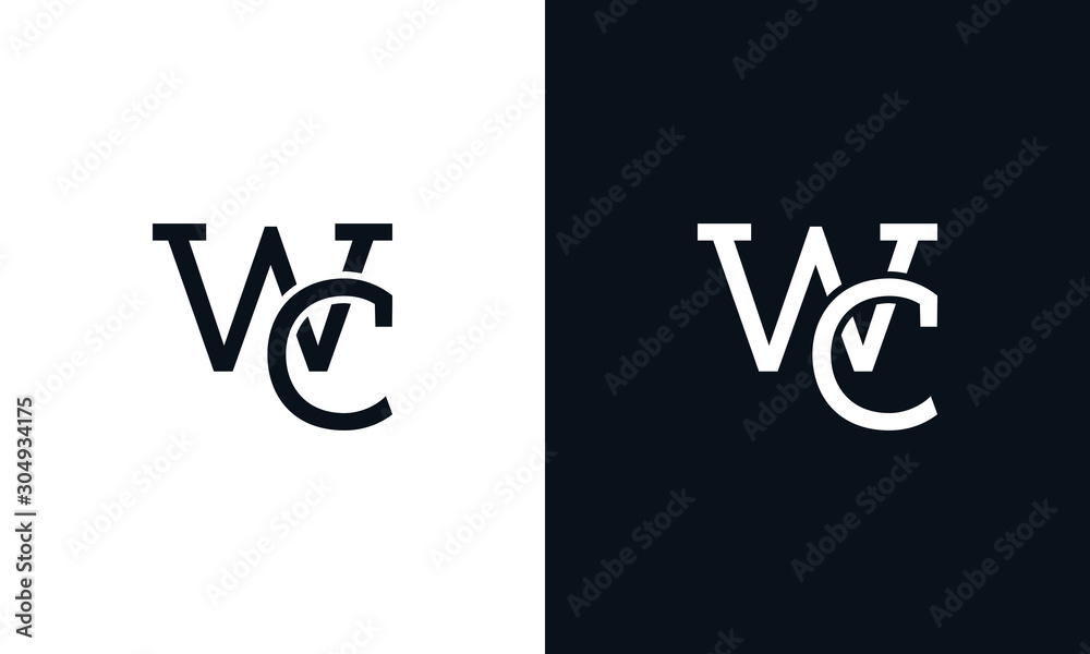 Creative line art letter WC logo. This logo icon incorporate with two ...