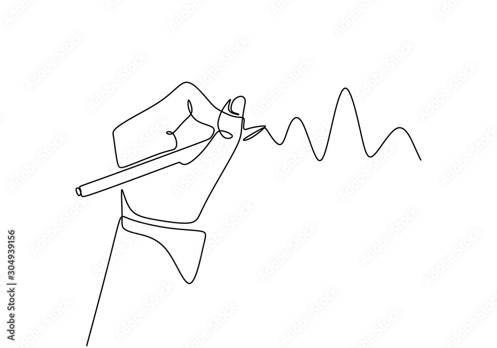 continuous line drawing of hands writing letter vector minimalism. One ...
