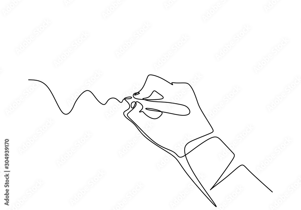 Continuous one line drawing of hand writing letter with minimalism ...