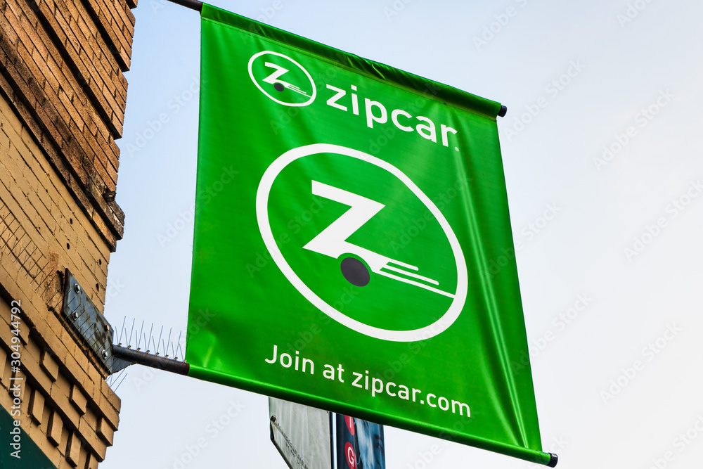 Nov 17, 2019 San Francisco / CA / USA - ZipCar logo and signage at one ...