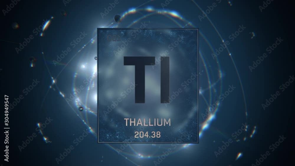 Thallium as Element 81 of the Periodic Table. Seamlessly looping 3D ...