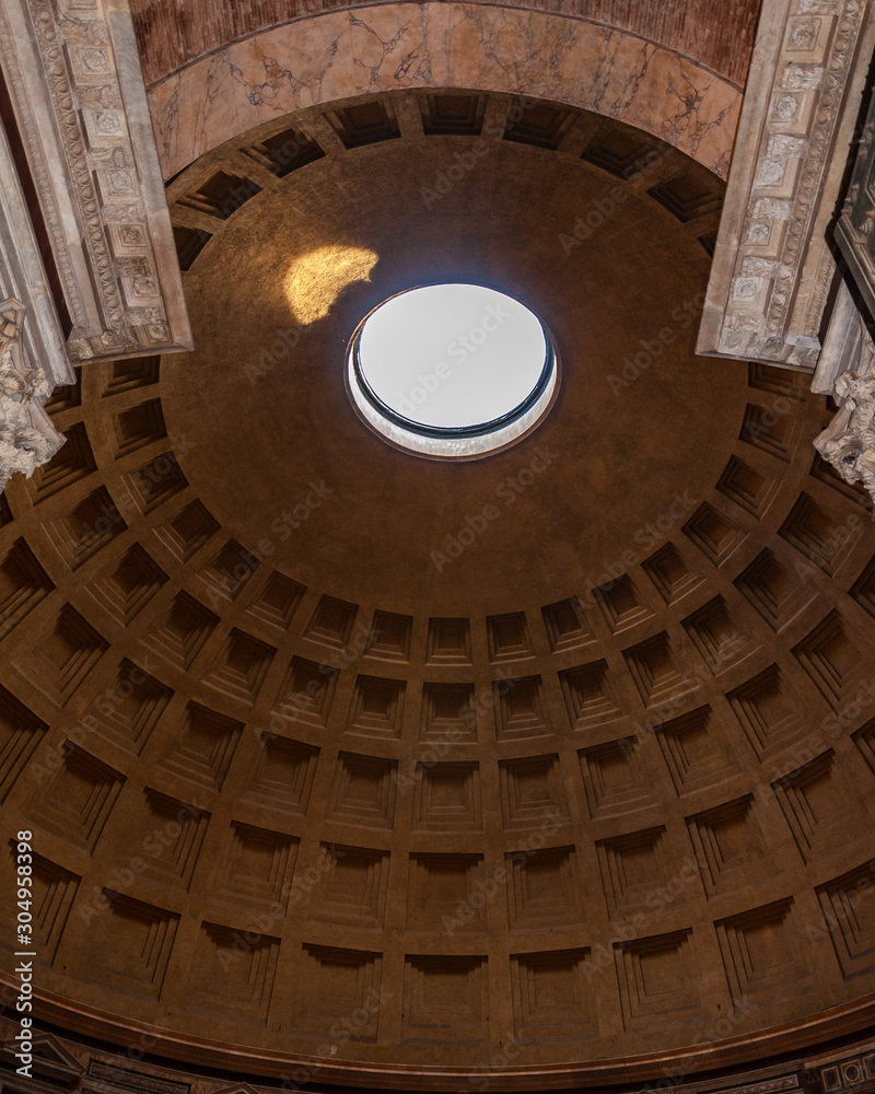 Rome Italy. Interior of the Pantheon with a view of the dome from the ...