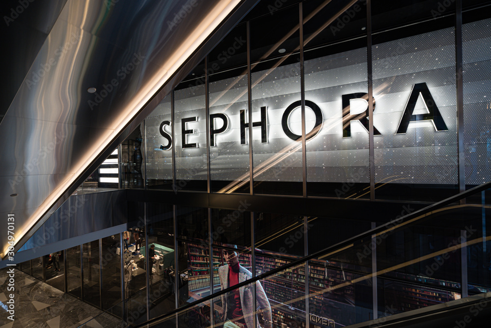 Sephora Perfume front store at Hudson Yards shopping mall in New York ...