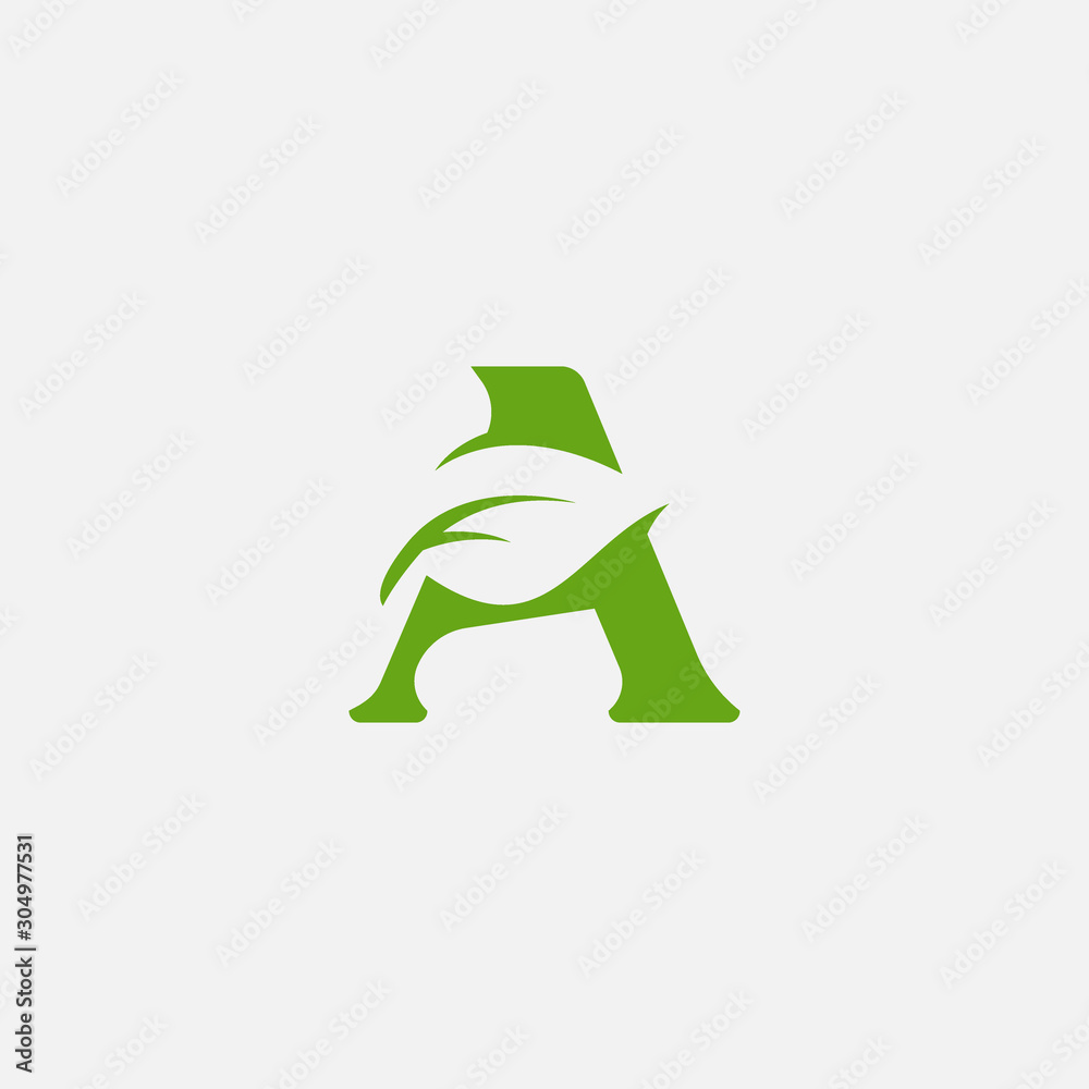 Vector green alphabet eco logo with leaves, Green Eco Alphabet Vector ...