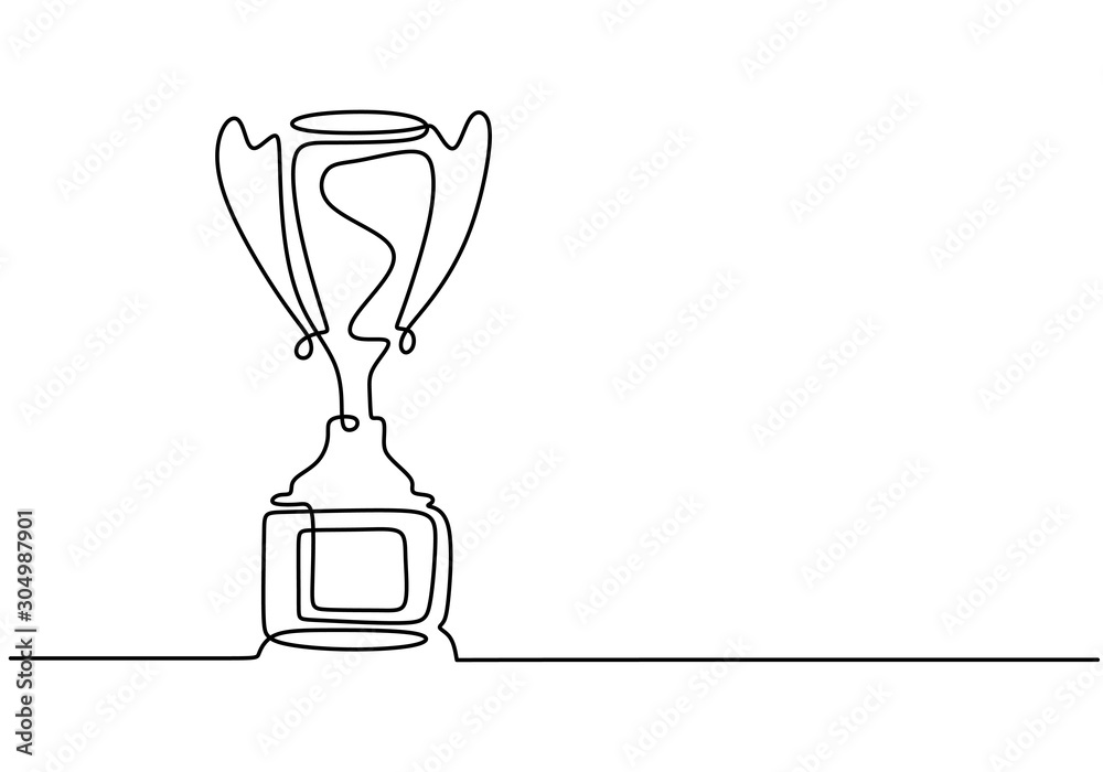 one line drawing of winner trophy minimalism object design vector ...