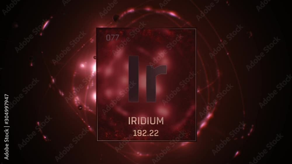 Iridium as Element 77 of the Periodic Table. Seamlessly looping 3D ...