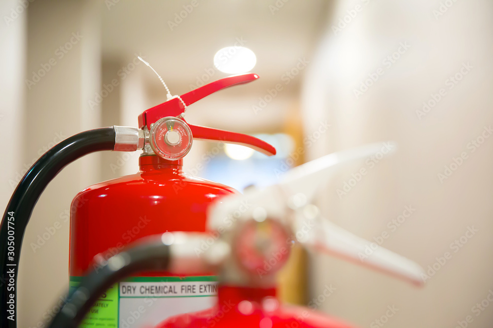 Fire extinguisher in fire control room for fire prevention, emergency ...