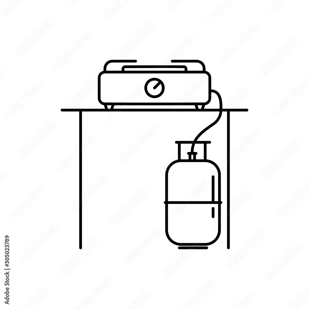 Gas Stove With Cylinder Clipart Black