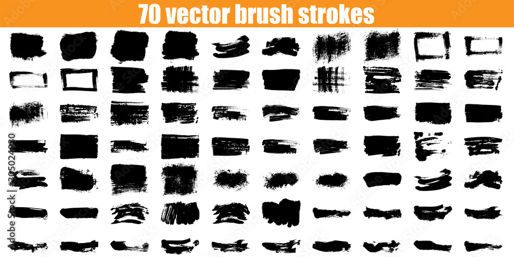 Big brush strokes collection. Hand drawn vector design elements for ...