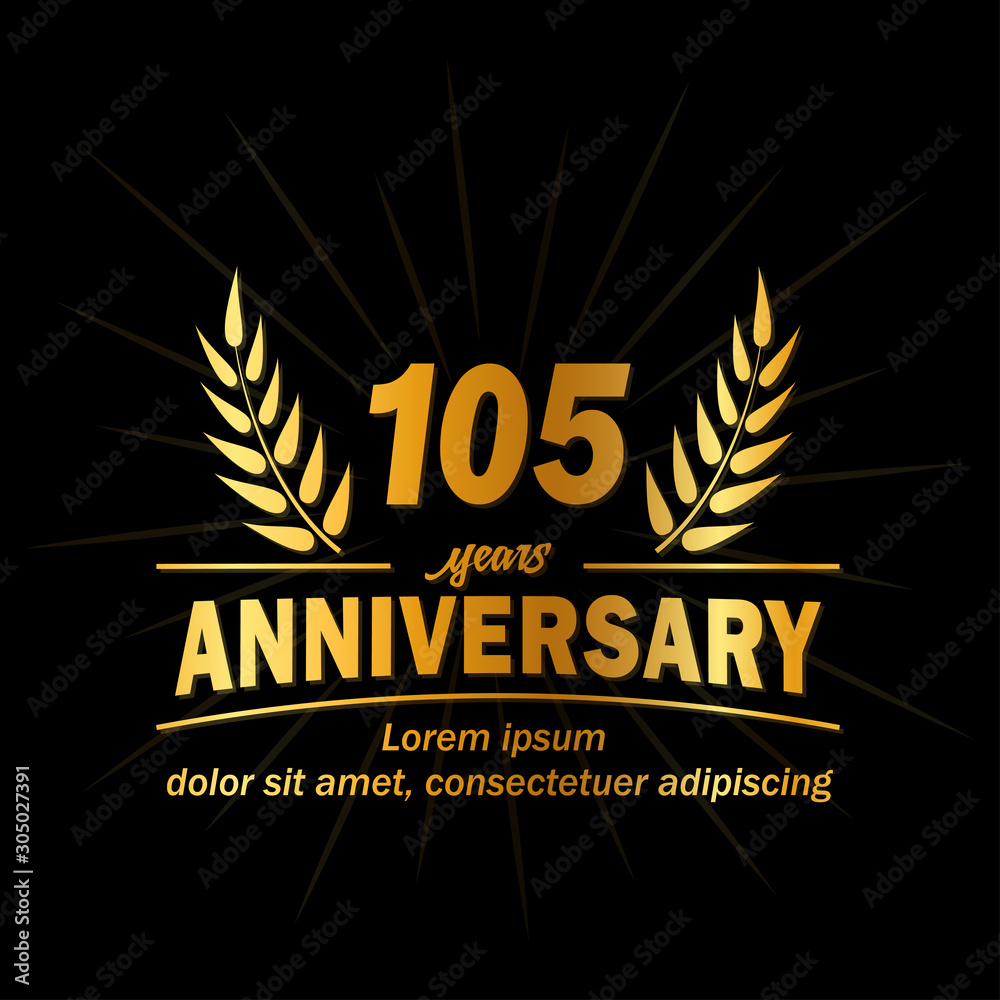 105 years logo. One hundred and five years anniversary vector and ...