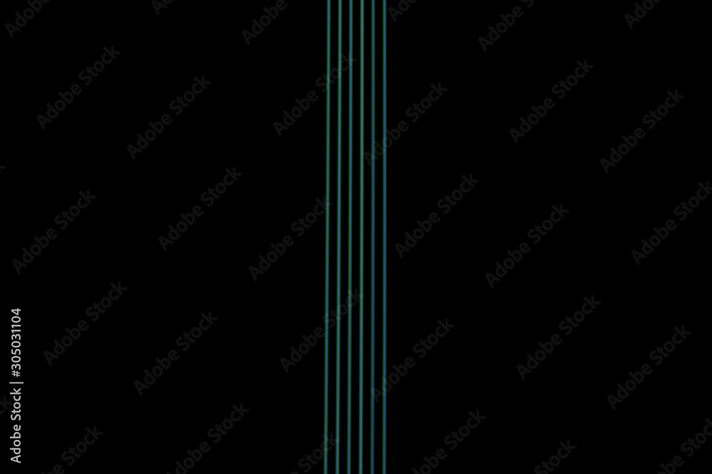 six blue straight vertical lines of light on a black background Stock ...