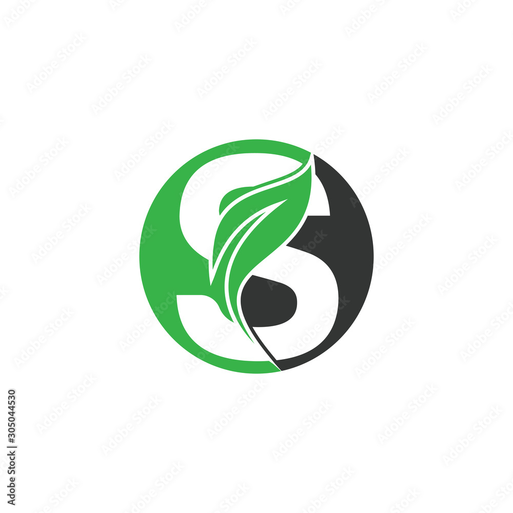 Natural Leaf Letter S Modern Alphabet Circle Green Logo Vector. S ...