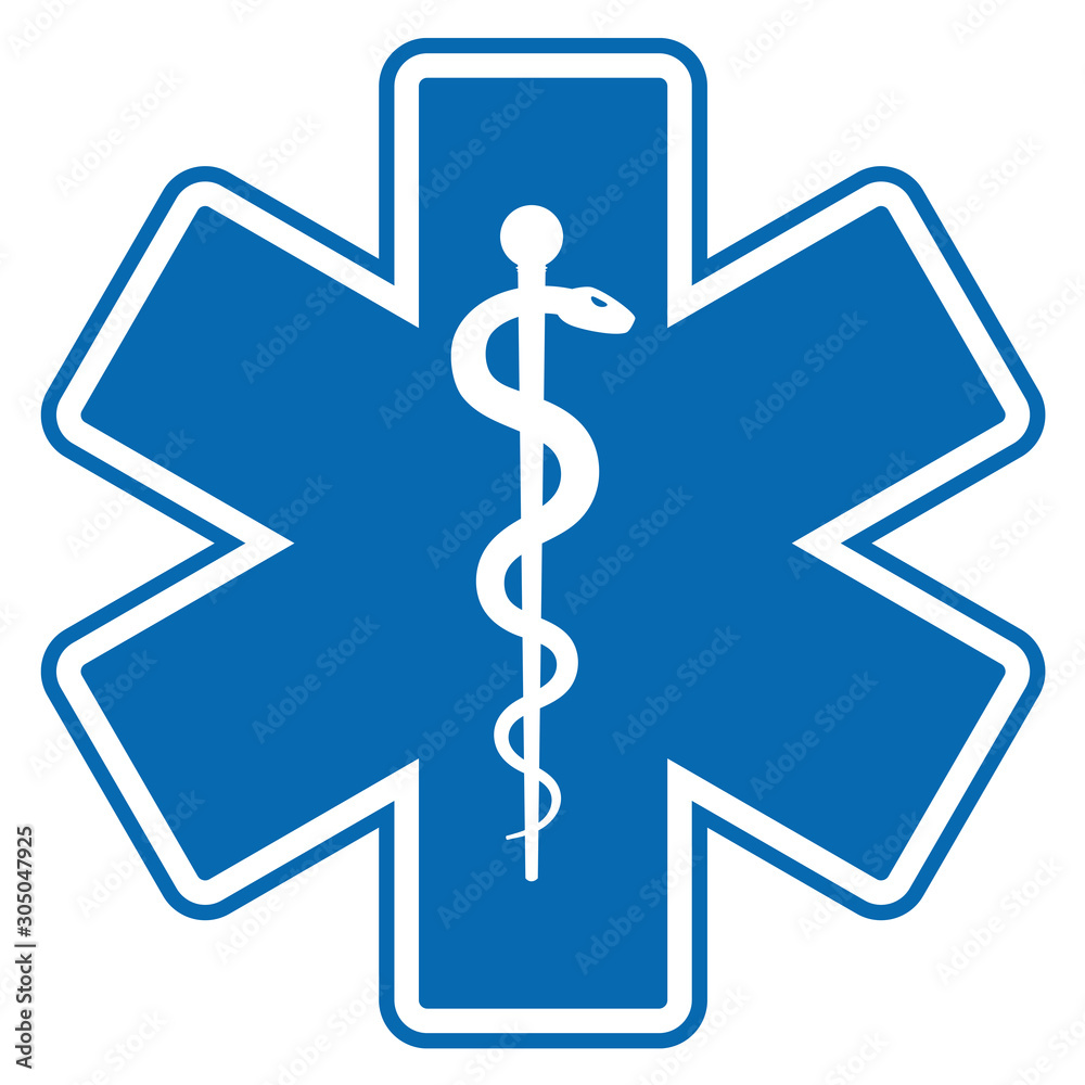 Medical symbol of the Emergency - Star of Life flat icon isolated on ...