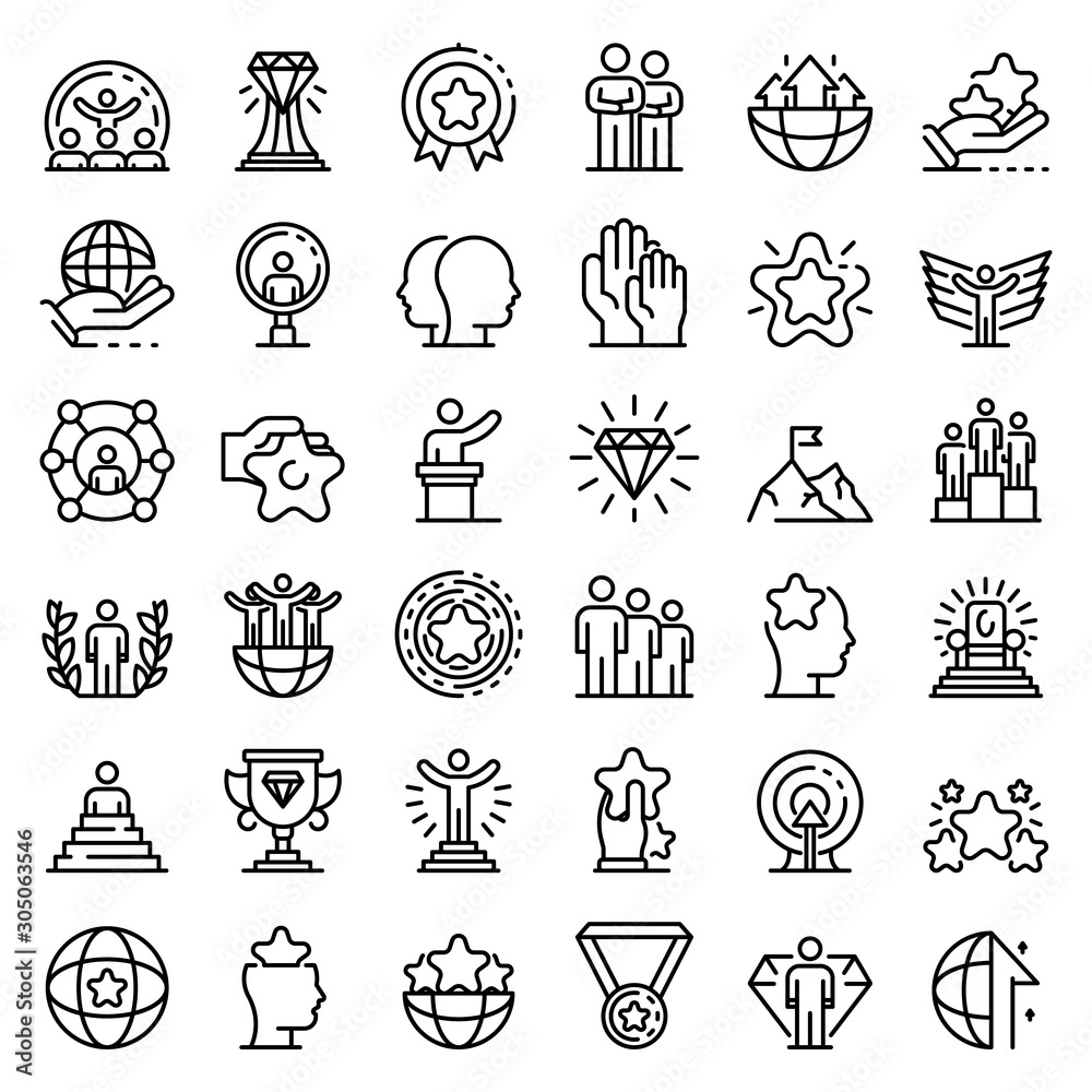 Excellence icons set. Outline set of excellence vector icons for web ...
