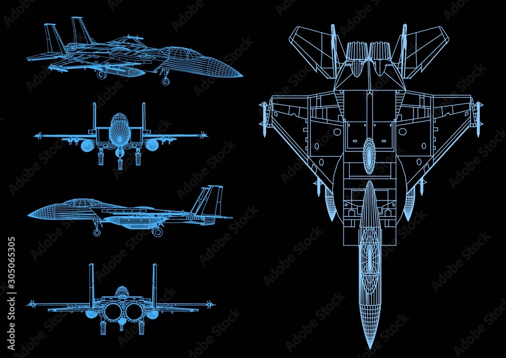 The structure of a 3D technology jet plane Stock Vector | Adobe Stock