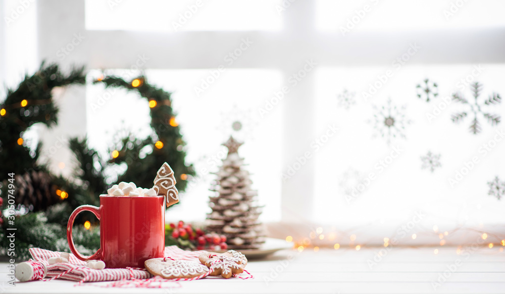 Vintage Christmas Background. Christmas Breakfast And Decoration ...