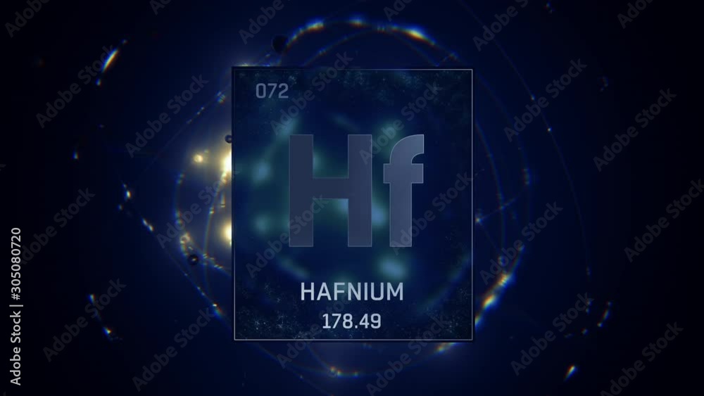 Hafnium as Element 72 of the Periodic Table. Seamlessly looping 3D ...
