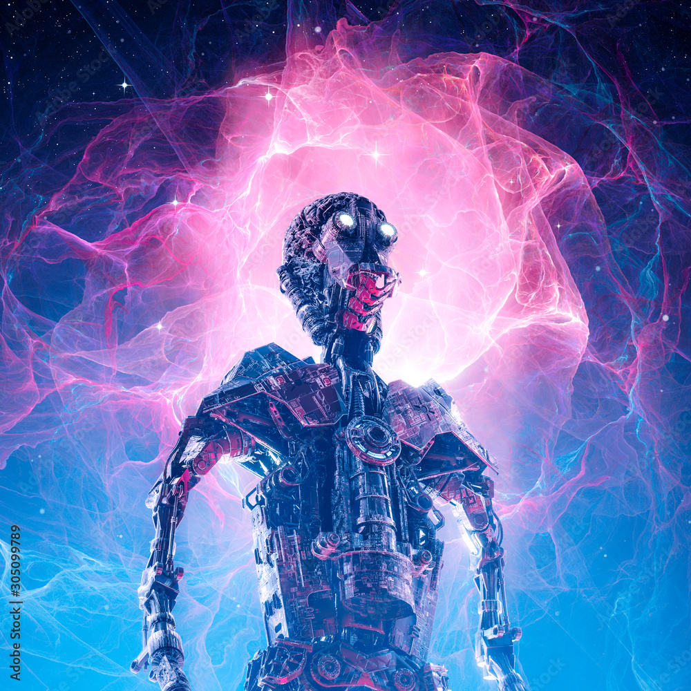 My digital dreams in stars / 3D illustration of futuristic science ...