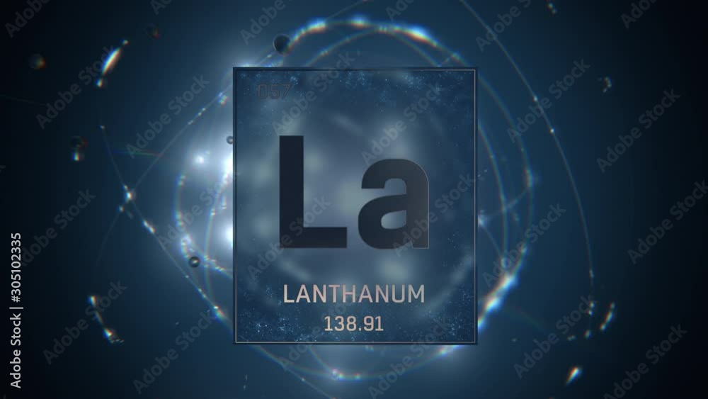 Lanthanum as Element 57 of the Periodic Table. Seamlessly looping 3D ...